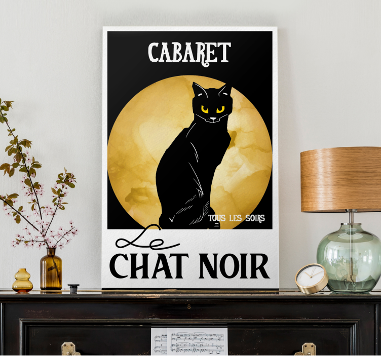 Tableau rétro le chat noir - TenStickers